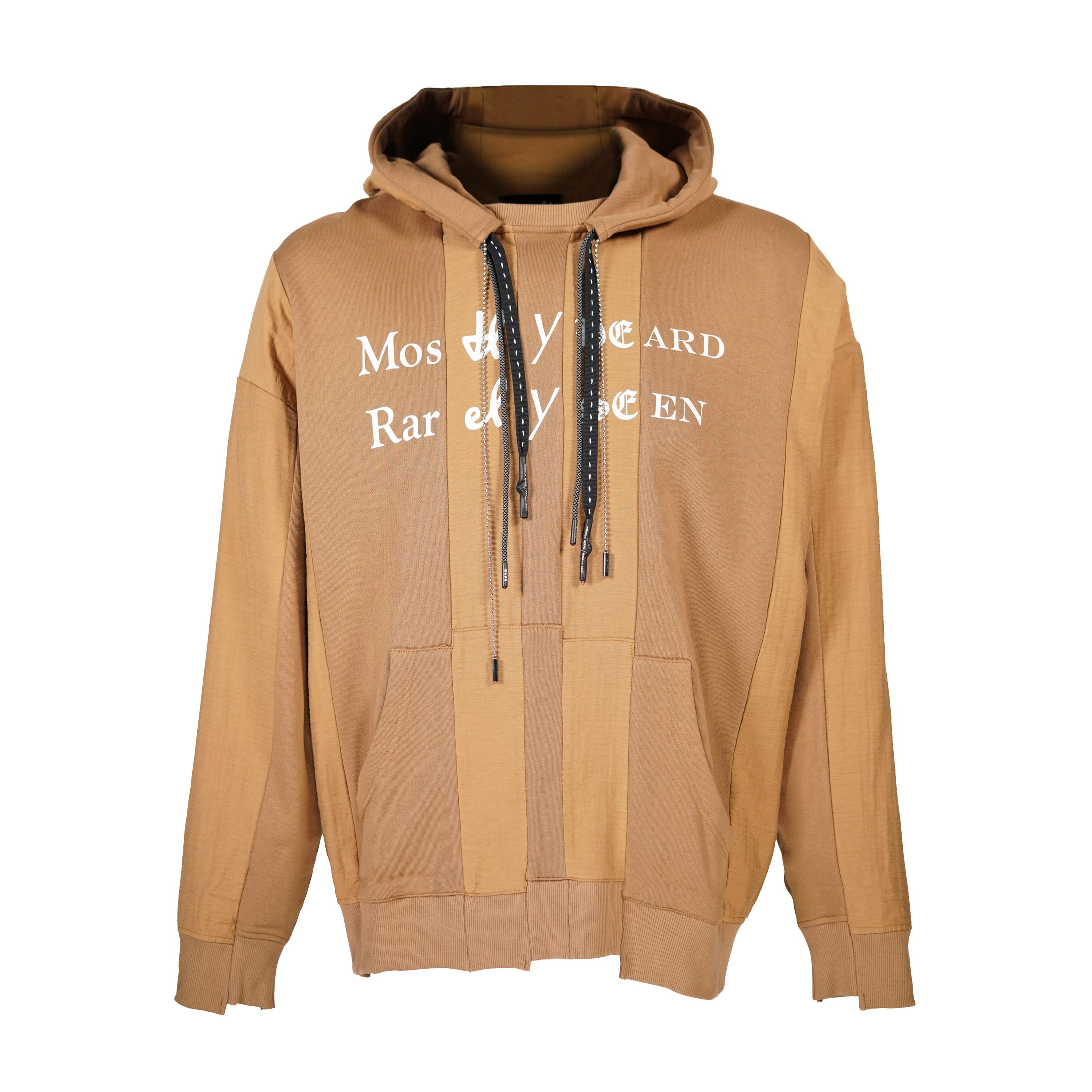 SPLICED LUXURY MOCK HOODIE - TAN – Mostly Heard Rarely Seen