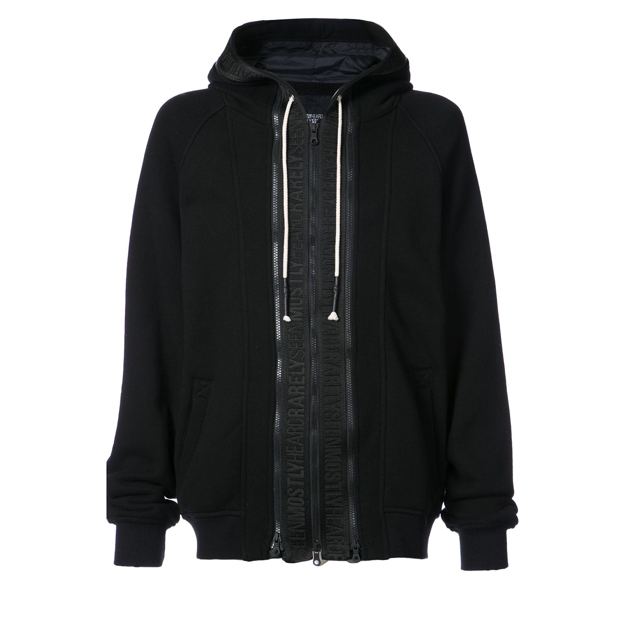 BLACK BRANDED TAPING ZIP UP HOODIE – Mostly Heard Rarely Seen